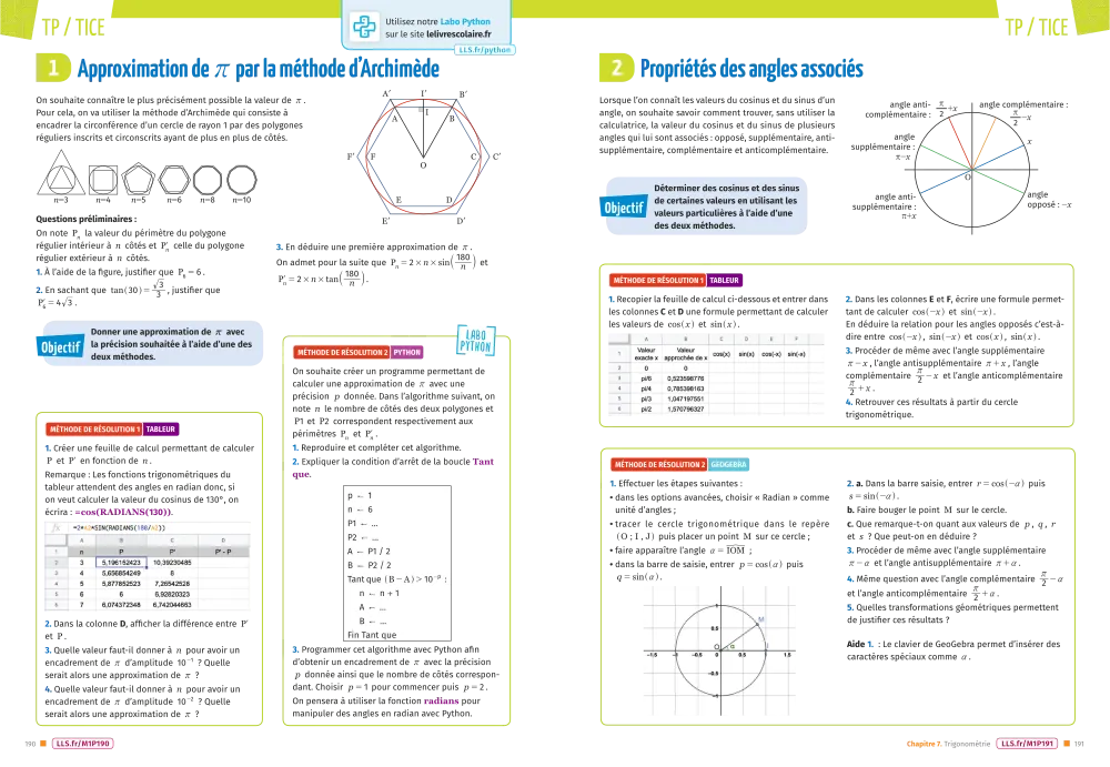 Propriétés des angles associés | Lelivrescolaire.fr