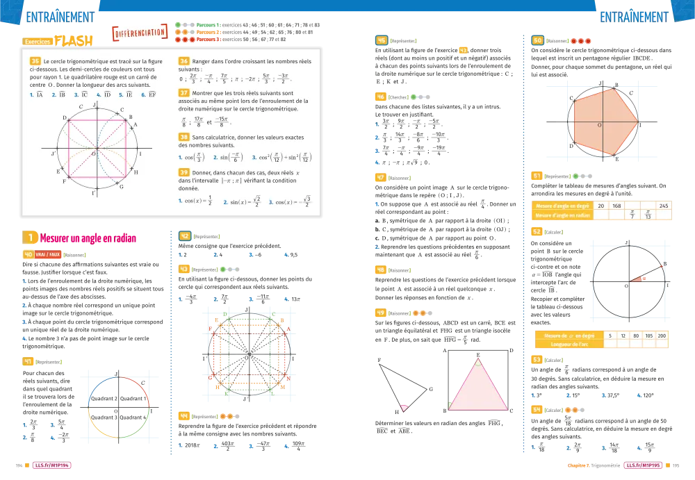 1. Mesurer un angle en radian | Lelivrescolaire.fr