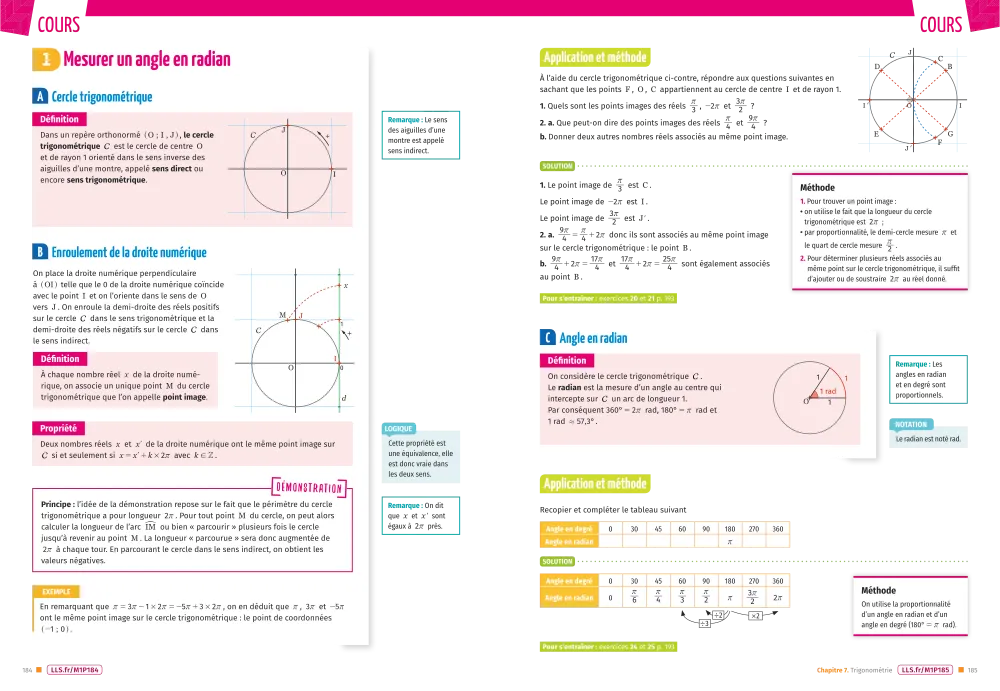 1. Mesurer un angle en radian | Lelivrescolaire.fr