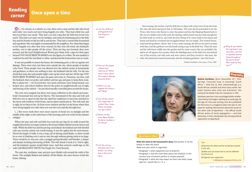 Once upon a Time, Nadine Gordimer, 1989. | Lelivrescolaire.fr