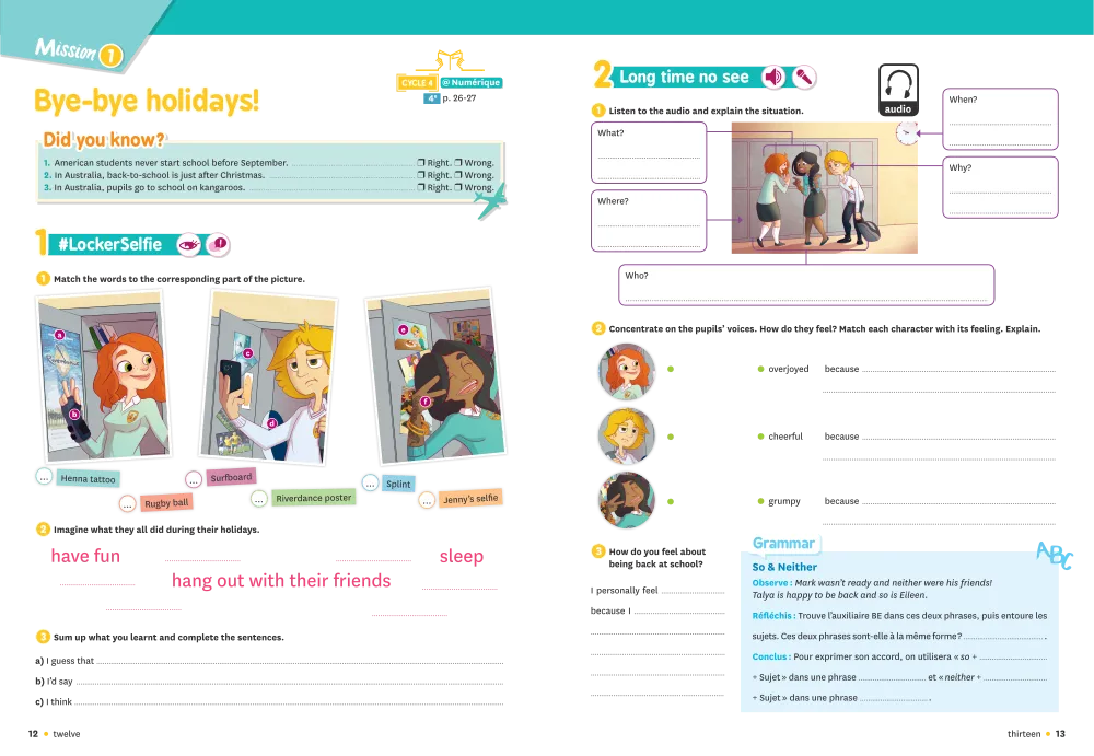 Bye-bye holidays! | Lelivrescolaire.fr
