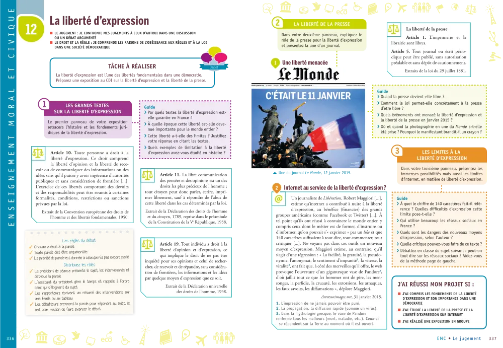 La liberté d’expression | Lelivrescolaire.fr