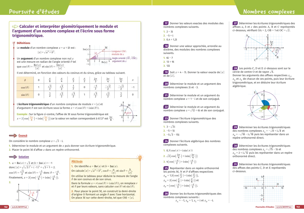 Module et argument - Nombres complexes | Lelivrescolaire.fr