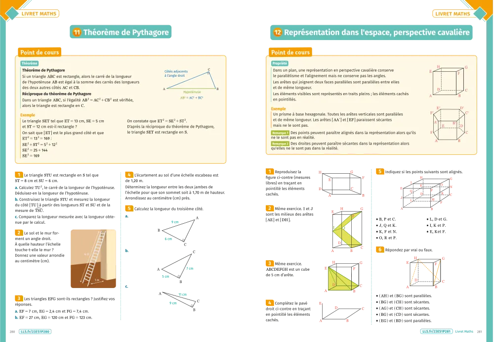 Représentation dans l'espace, perspective cavalière | Lelivrescolaire.fr