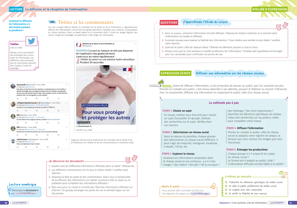Diffuser une information sur les réseaux sociaux | Lelivrescolaire.fr